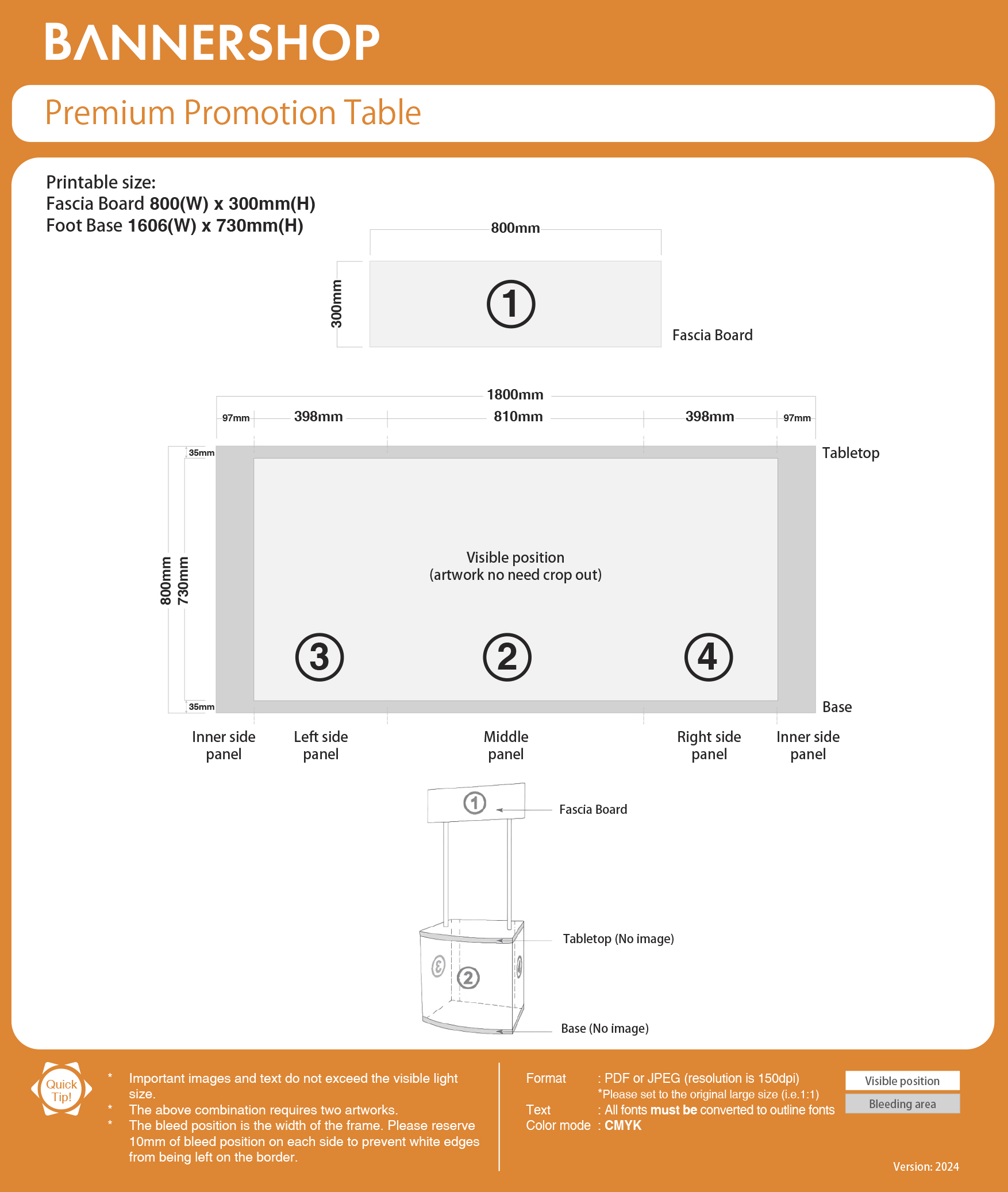 Premium Promotion Table | Easy to Install, Reusable | Bannershop